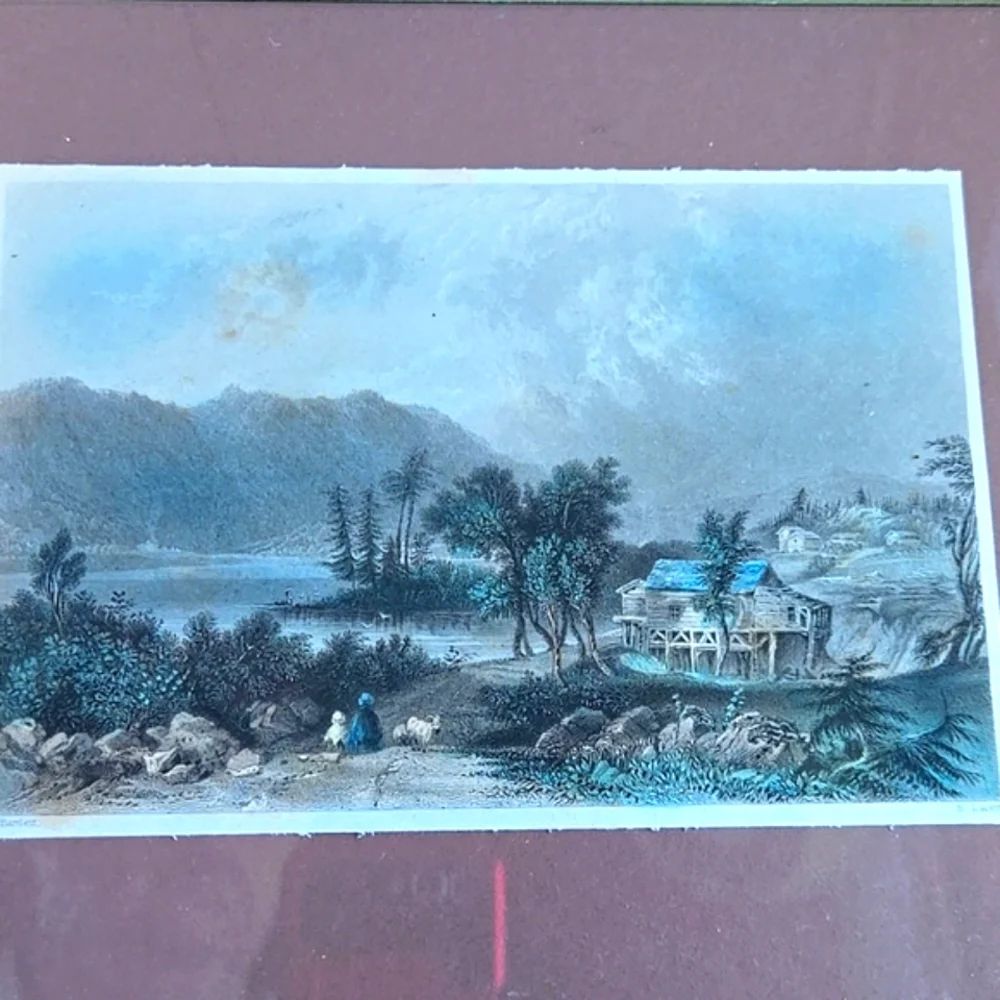 Art | Wh Bartlett Saw Mill And Log Cabins Steel Engraving | Poshmark